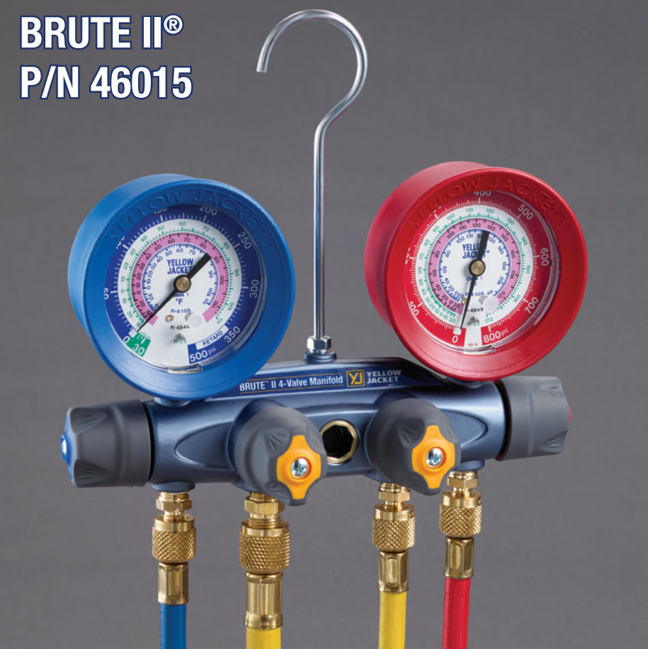Yellow Jacket 49967 TITAN™ 4-Valve Manifold 60" PLUS II Hoses ...